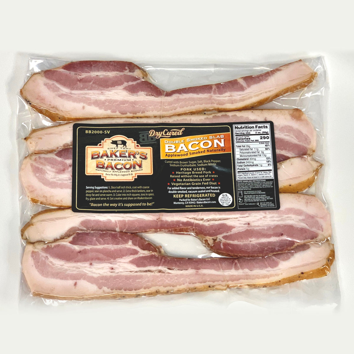 Buy Thick Sliced Double Smoked Bacon | Baker's Bacon